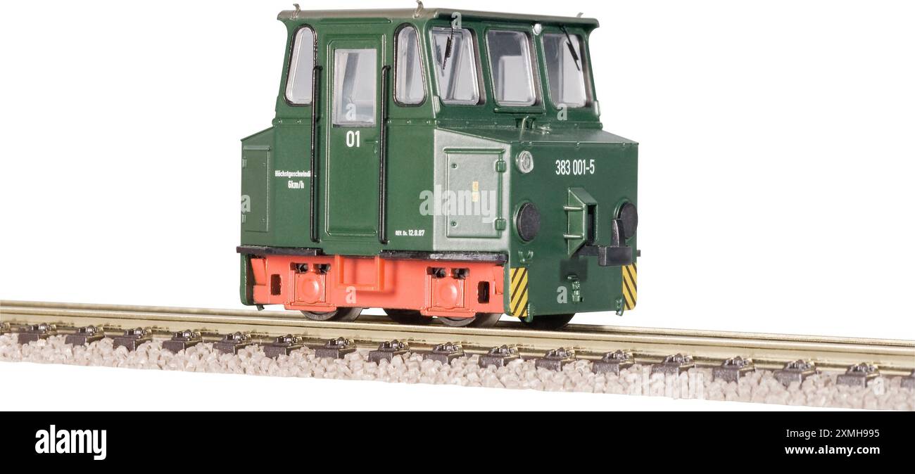 Diesel locomotive engine and tracks model railway cut out still life ...