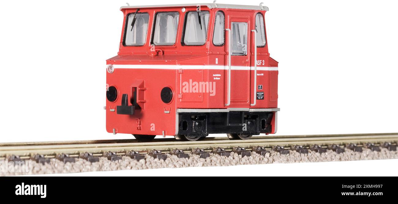 Diesel locomotive engine and tracks model railway cut out still life ...