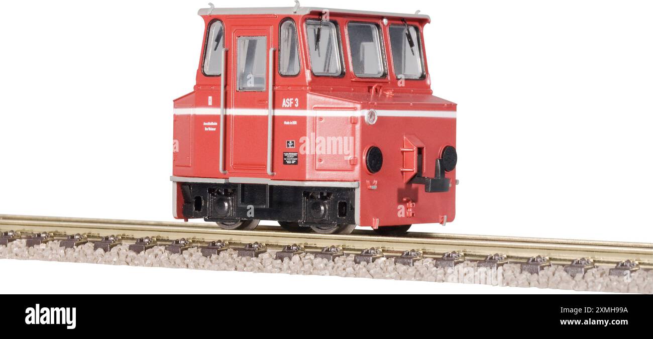 Diesel locomotive engine and tracks model railway cut out still life ...