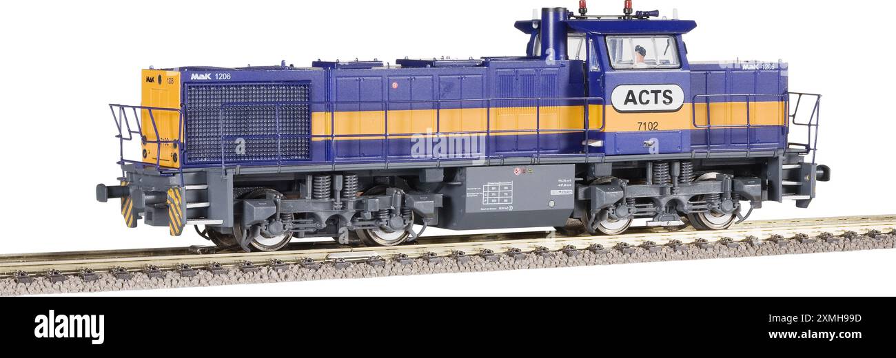 Diesel locomotive engine and tracks model railway cut out still life ...