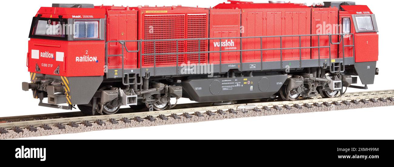 Diesel locomotive engine and tracks model railway cut out still life ...