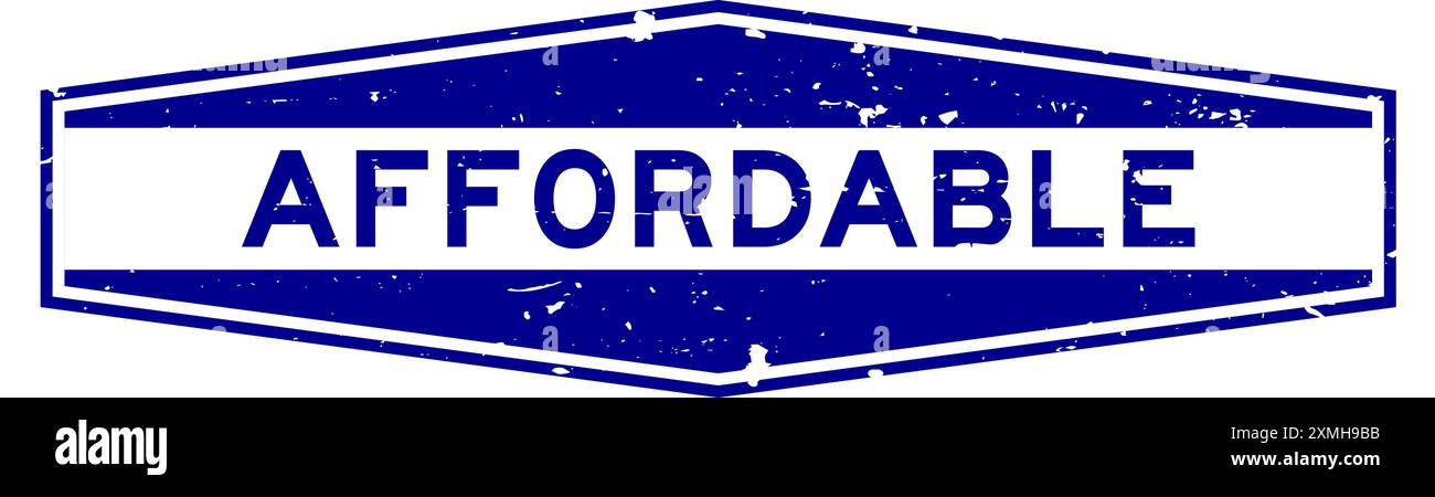 Grunge blue affordable word hexagon rubber seal stamp on white background Stock Vector Image ...