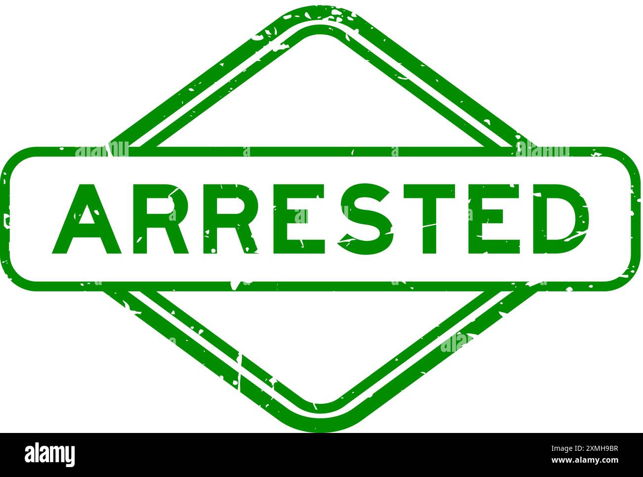 Grunge green arrested word rubber seal stamp on white background Stock ...
