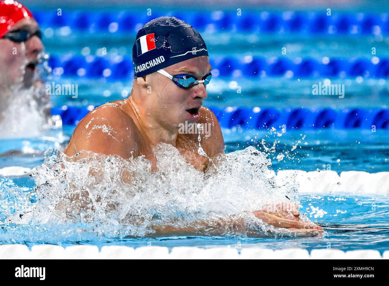 Paris, France. 28th July, 2024. Leon Marchand of France competes in the ...