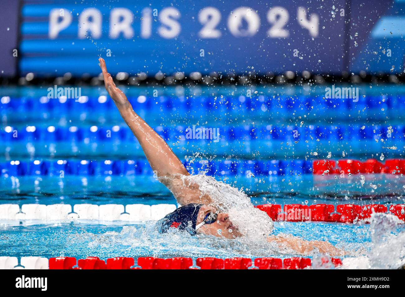 Paris, France. 28th July, 2024. Leon Marchand of France competes in the ...