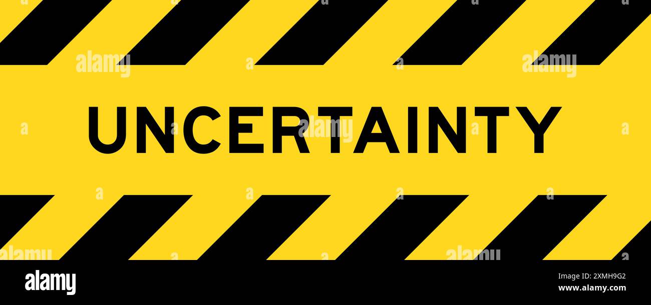 Yellow and black color with line striped label banner with word ...