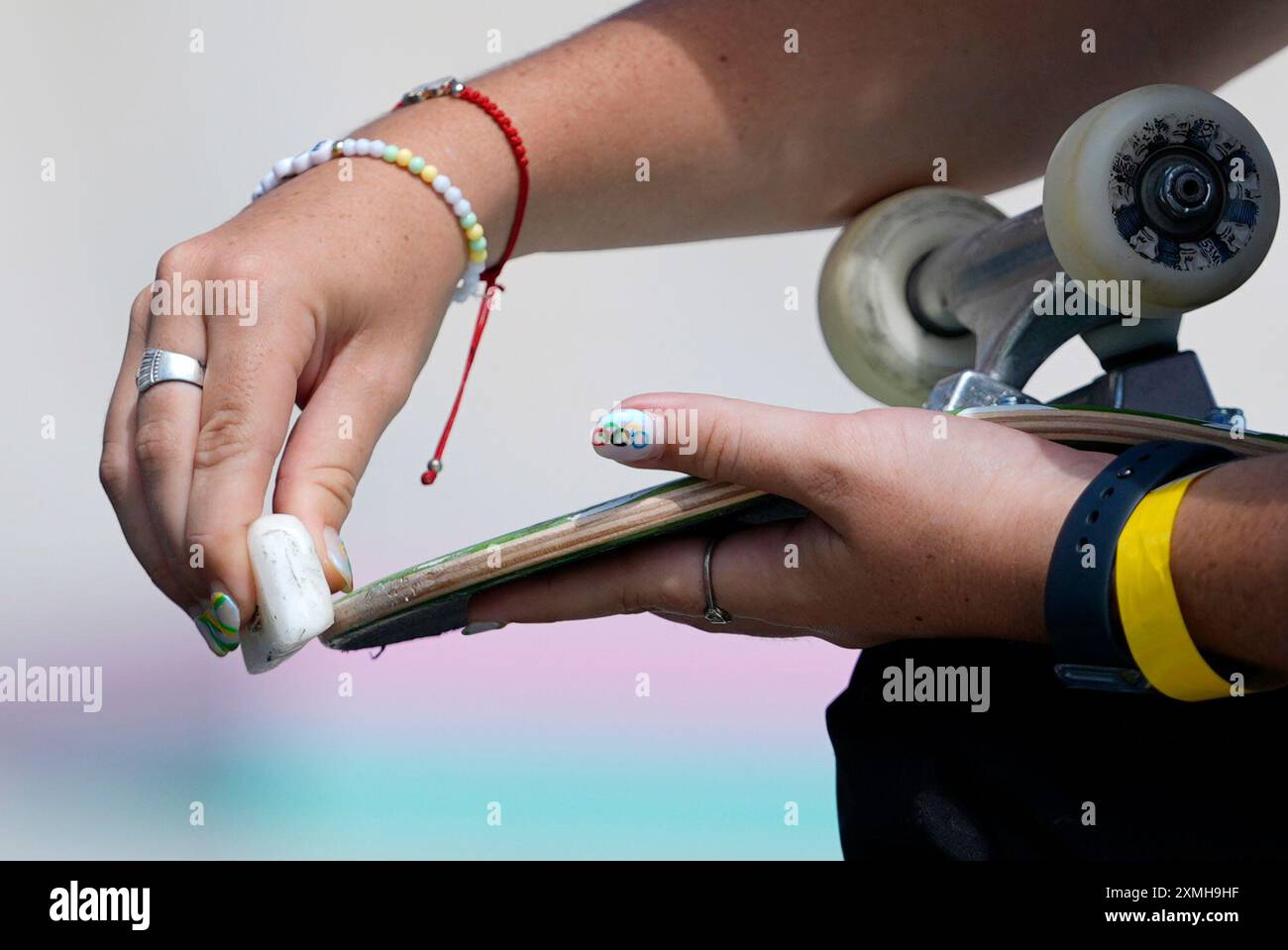 Haylie Powell, of Australia, wearing the Olympic rings on her thumb ...