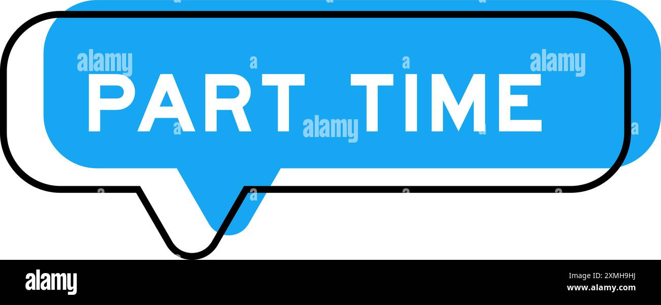 Speech banner and blue shade with word part time on white background ...