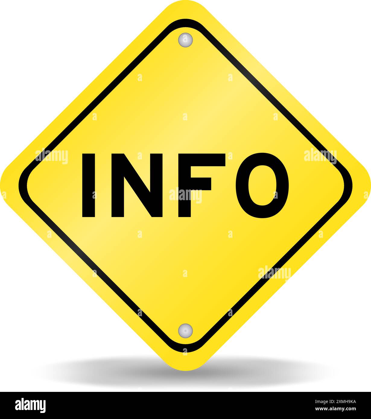 Yellow color transportation sign with word info on white background ...