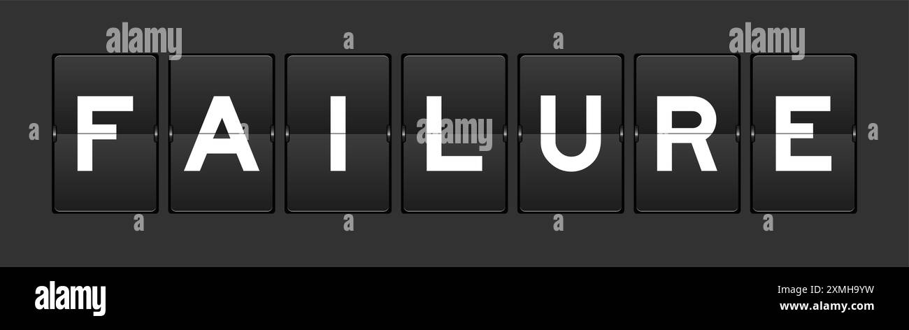 Black color analog flip board with word failure on gray background ...