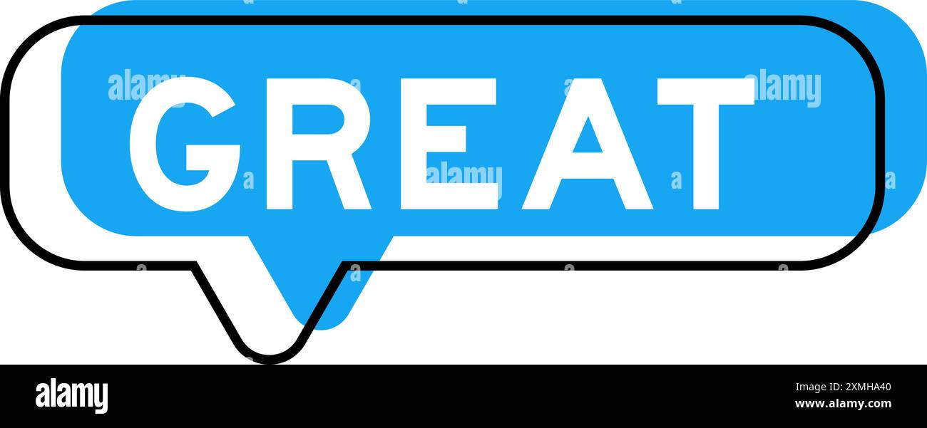 Speech banner and blue shade with word great on white background Stock ...