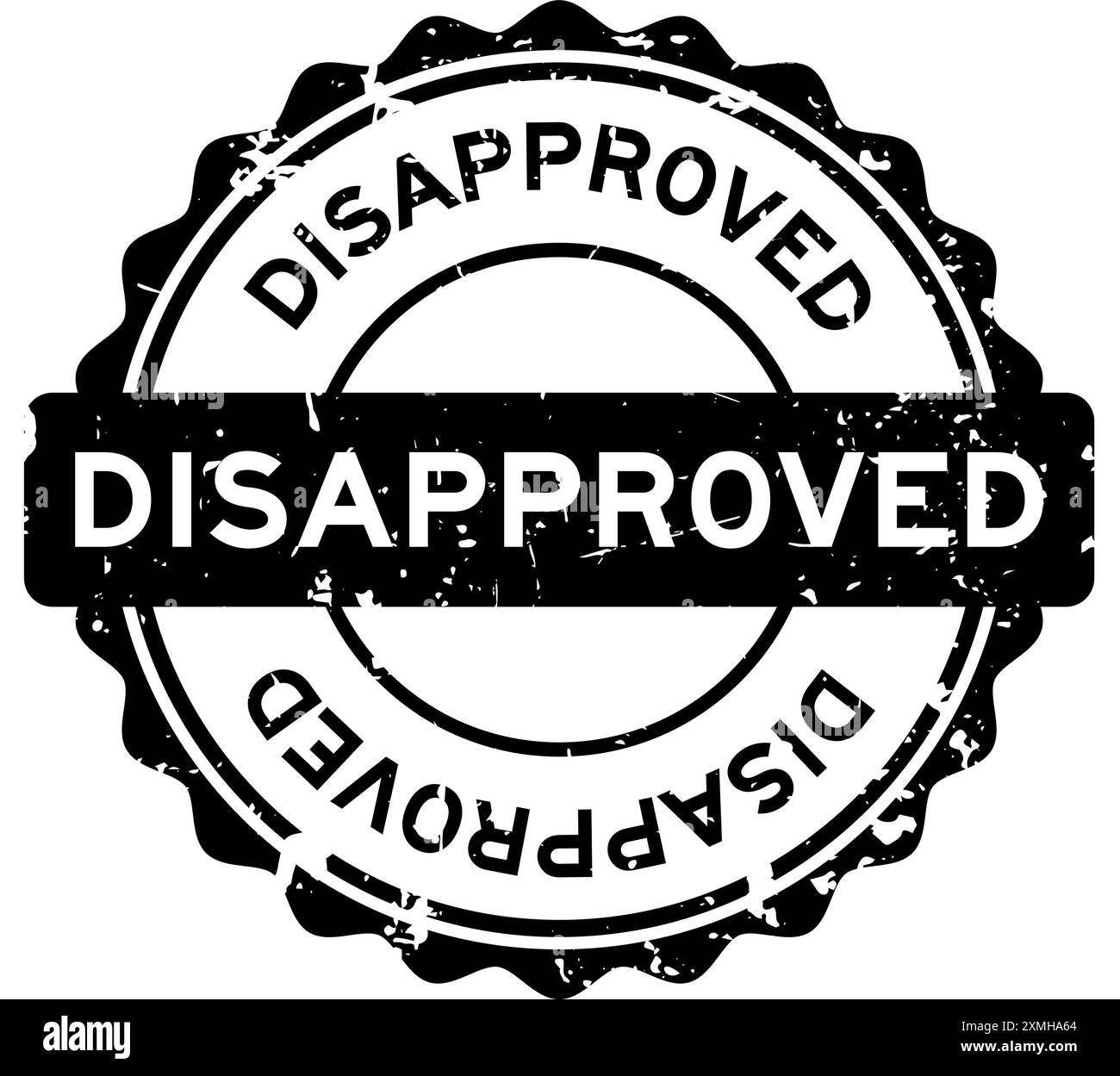 Grunge black disapproved word round rubber seal stamp on white ...