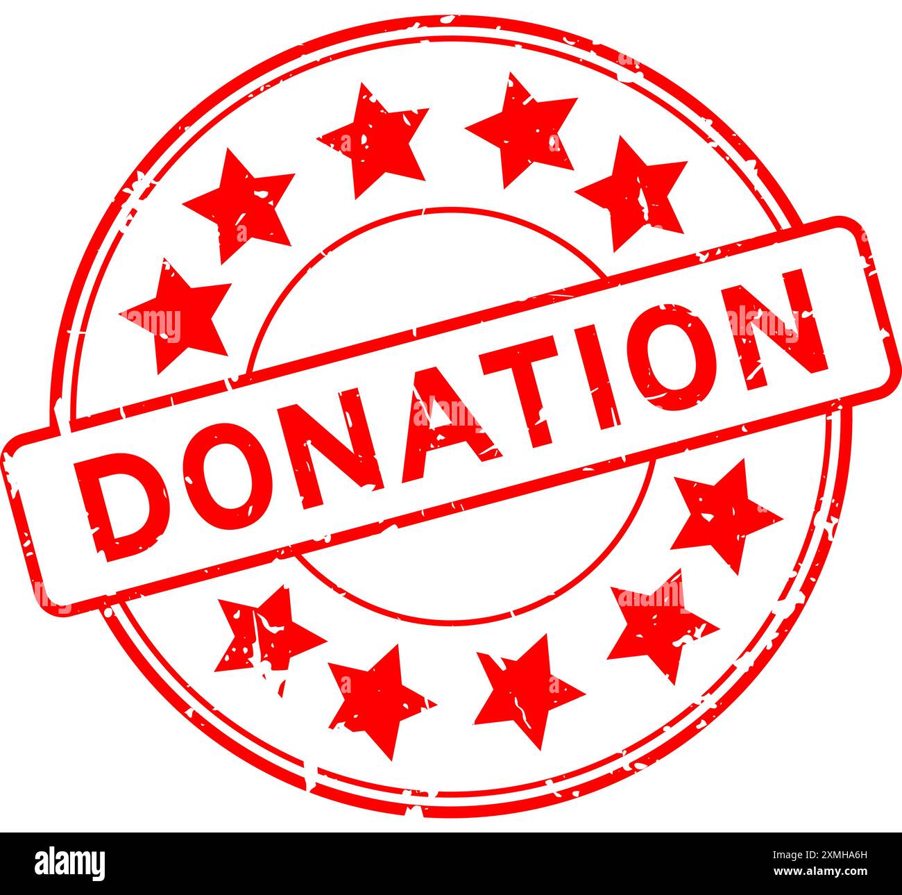 Grunge red donation word with star icon round rubber seal stamp on white background Stock Vector ...