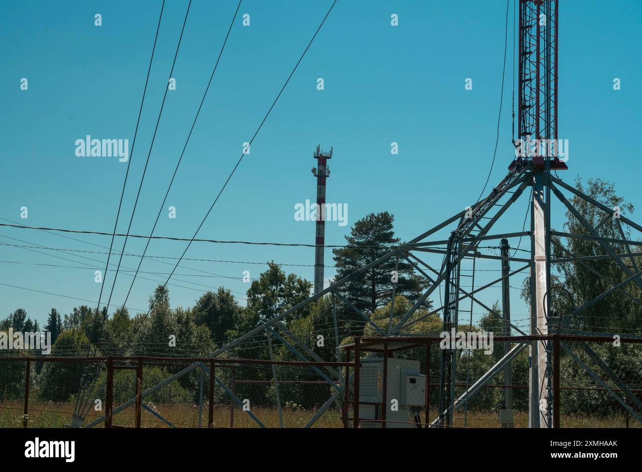 Utility structures and power lines in rural setting Stock Photo - Alamy