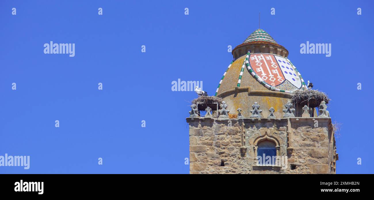 Alfiler tower, 14th Century Gothic belfry adorned with glazed roof ...