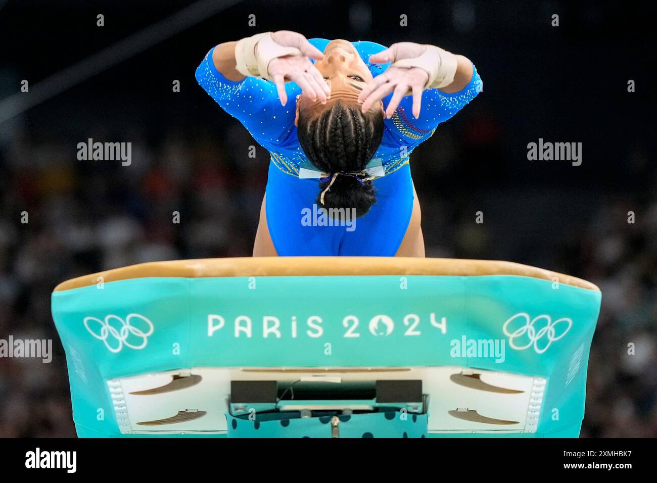 Luisa Blanco, of Colombia, competes on the vault during a women's ...