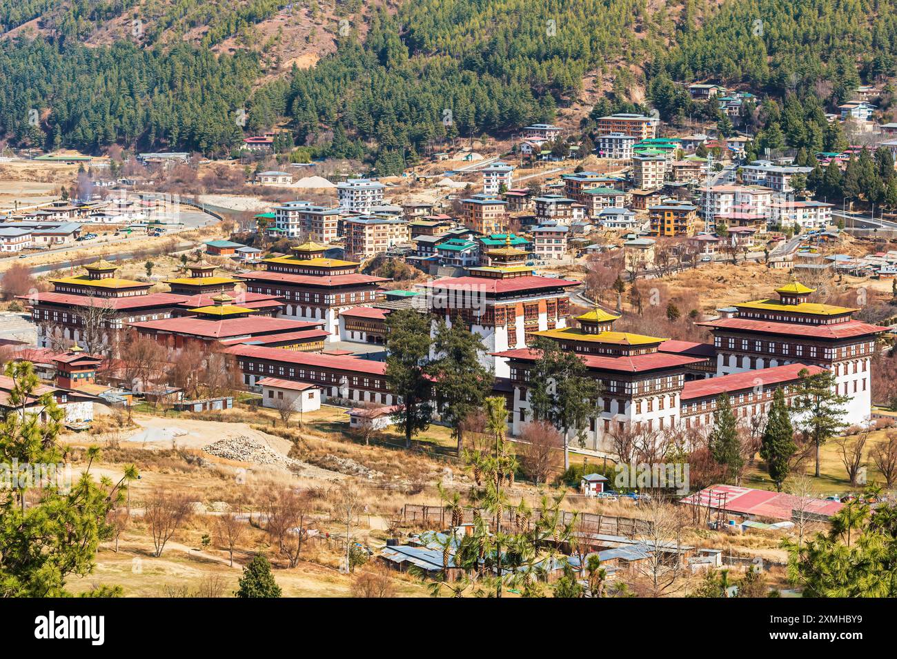 General view of Royal palace Tashichho Dzong, Thimphu, Bhutan Stock ...