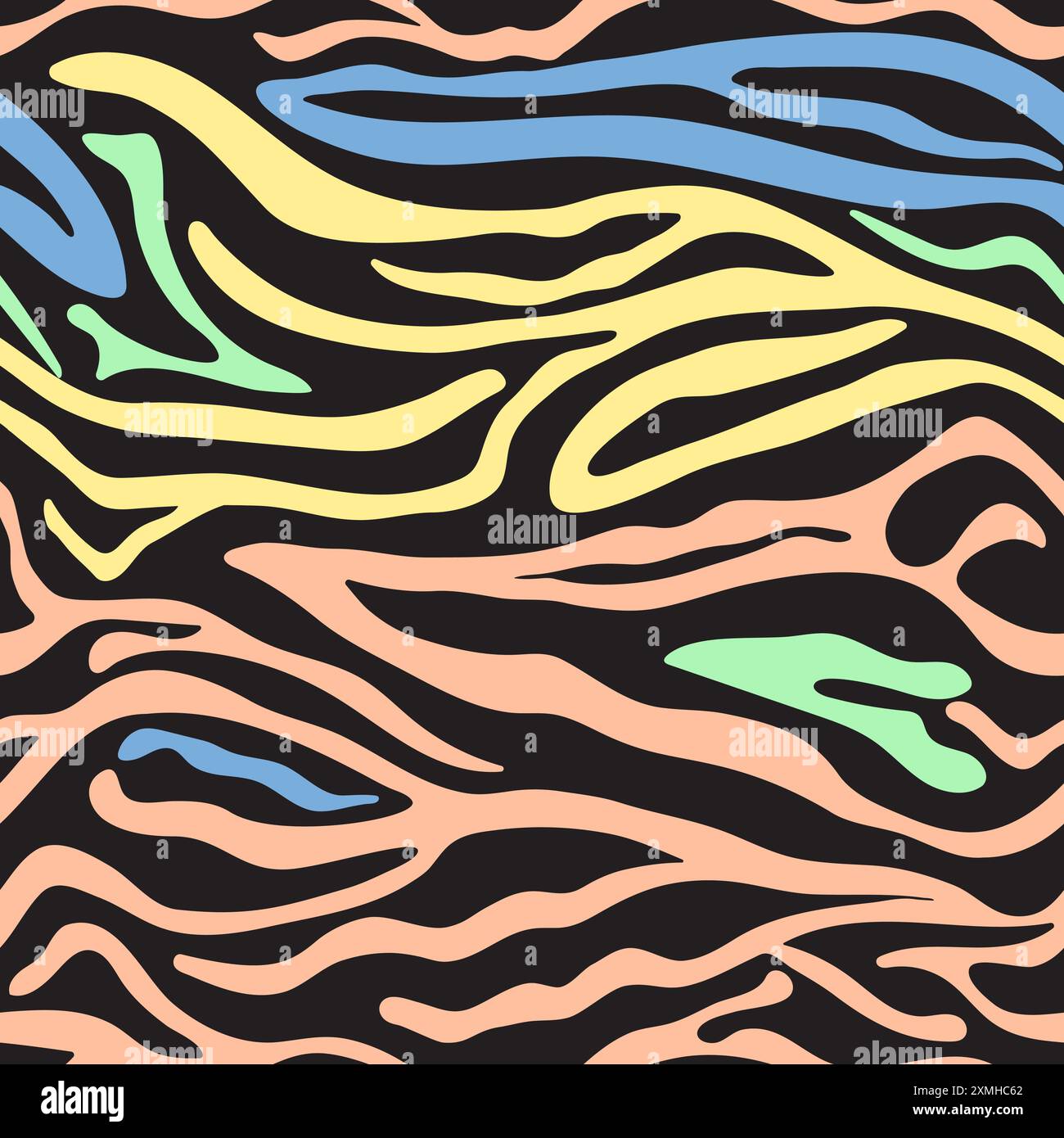 Zebra skin pastel colors vector seamless pattern. Abstract hand drawn ...