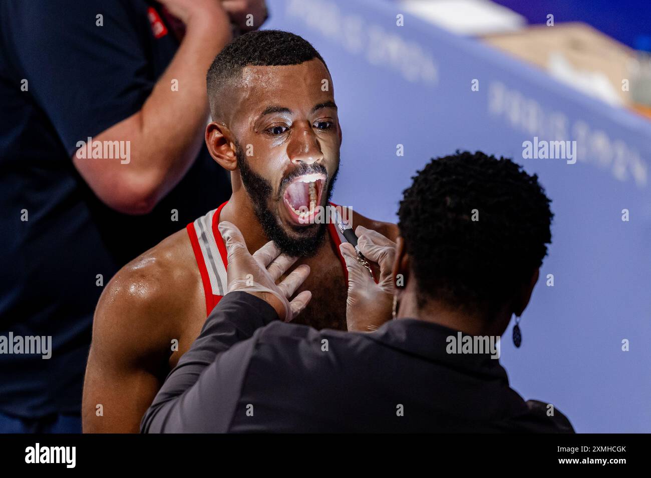 Nebil Ibrahim of, Sweden. , . after a men's 57 kg preliminary round of ...