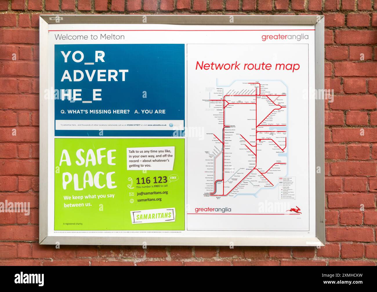 Greater Anglia rail network route map railway station, Melton, Suffolk ...