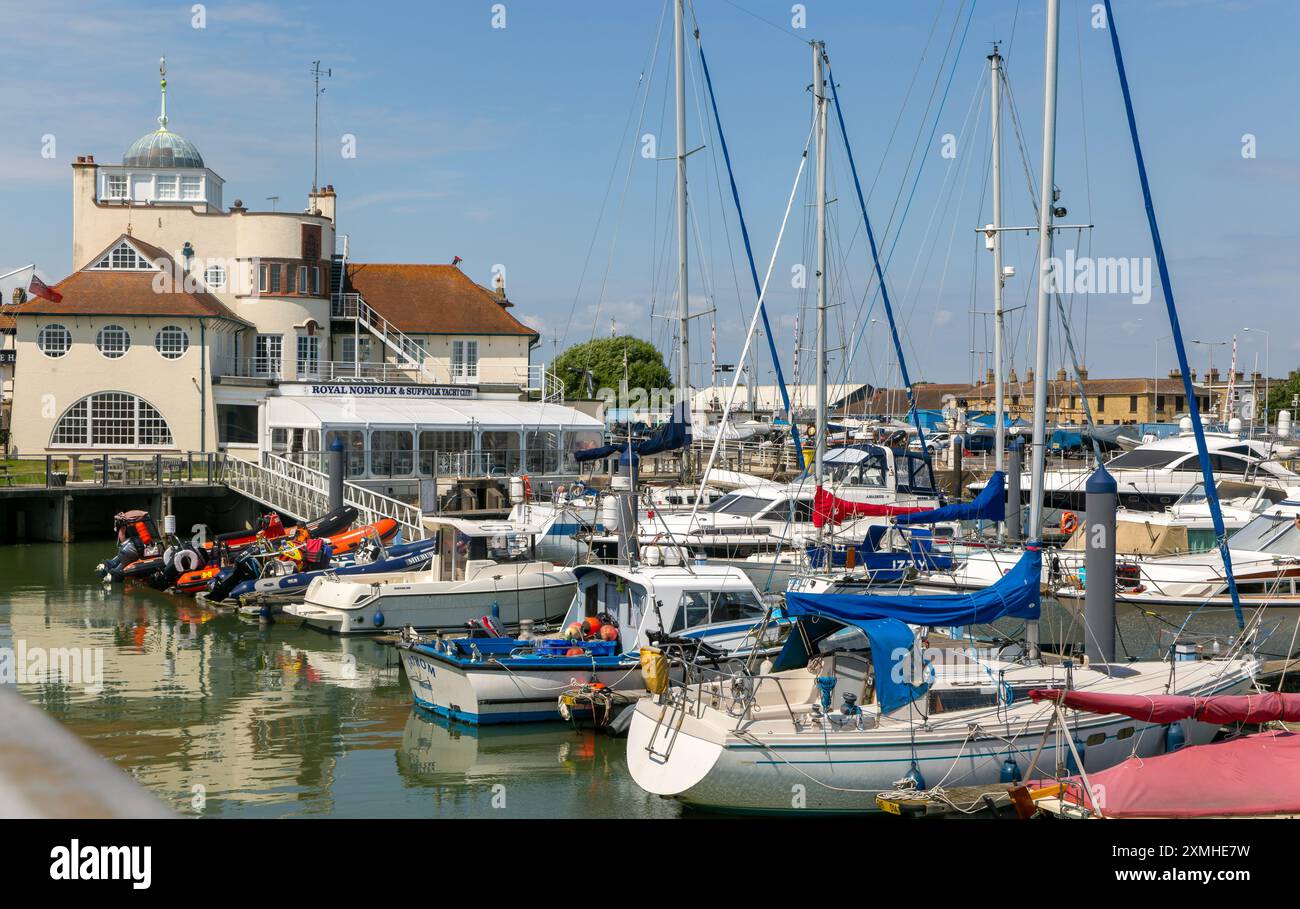 Yachts at moorings in harbour of Royal Norfolk and Suffolk yacht Club ...