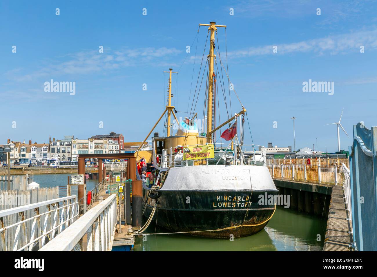 Historic fishing boat trawler museum Mincarlo in harbour at Heritage ...