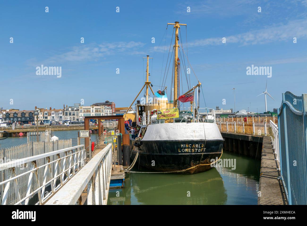 Historic fishing boat trawler museum Mincarlo in harbour at Heritage ...
