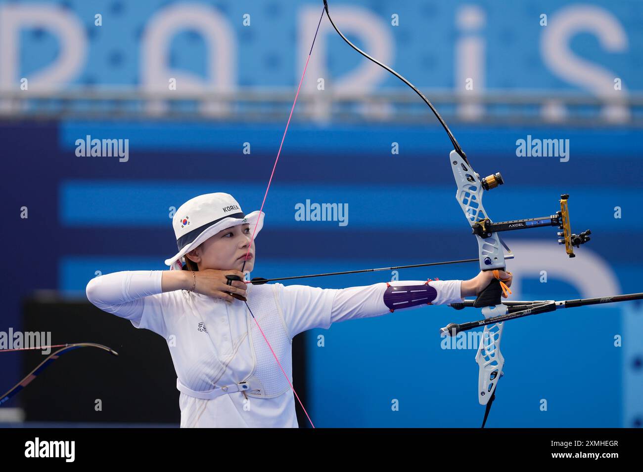 South Korea's Jeon Hun-young shoots during the women's team semifinals ...