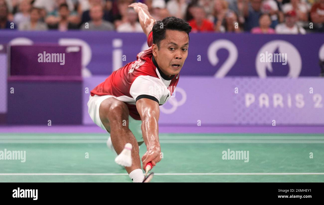 Indonesia's Anthony Sinisuka Ginting plays against United States ...