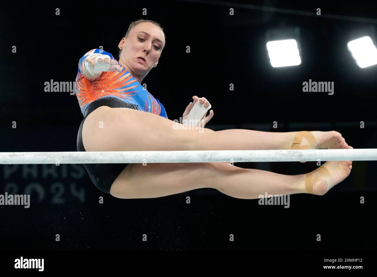 Tisha Volleman, of Netherlands, competes on the uneven bars during a ...
