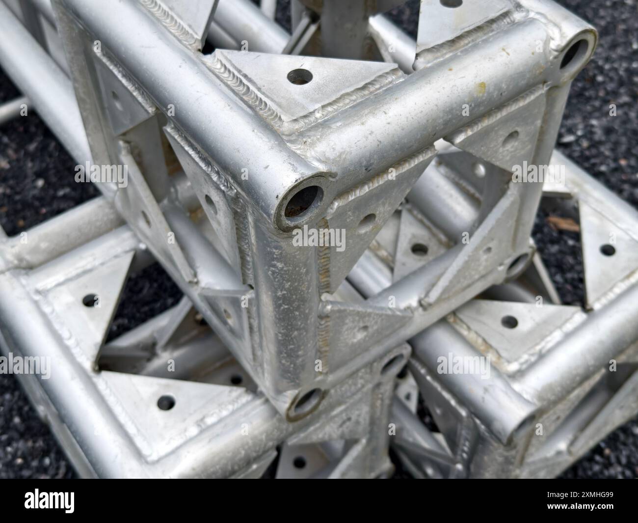Metal parts of the stage are stacked on top of each other Stock Photo ...