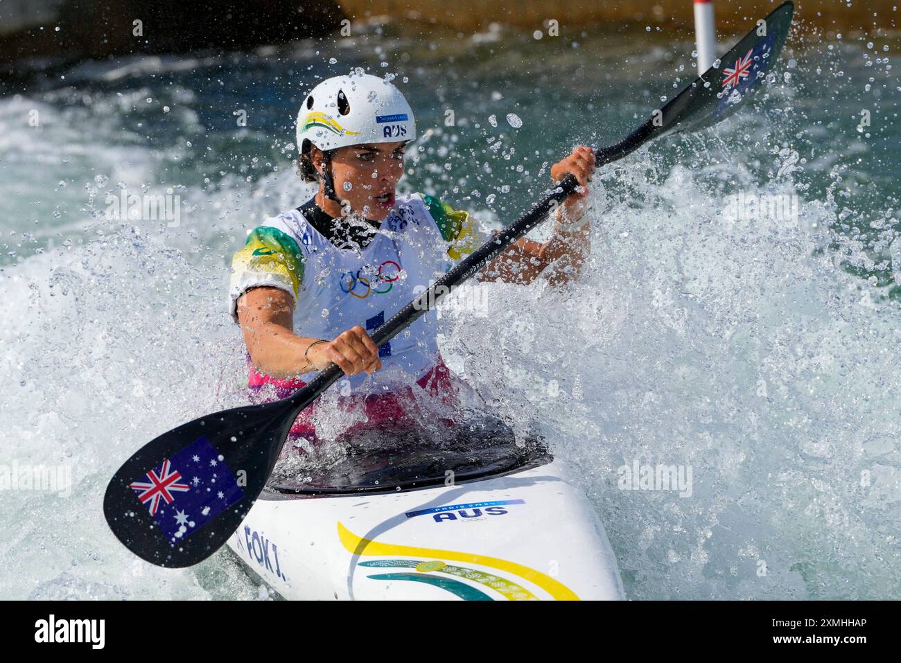 Jessica Fox of Australia competes in the women's kayak single finals ...