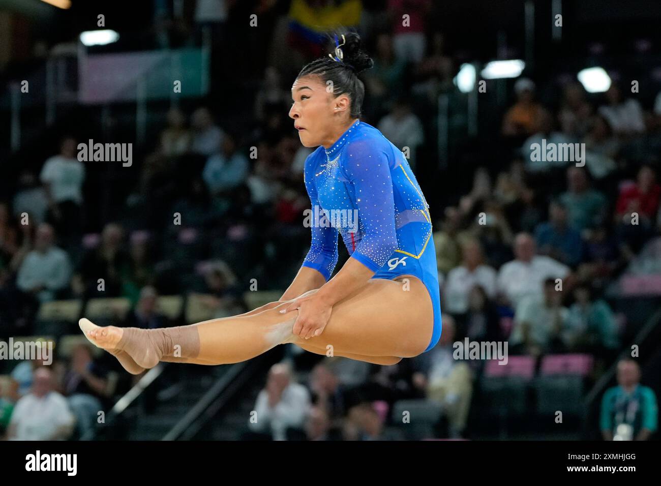 Luisa Blanco, of Colombia, competes on the floor exercise during a ...
