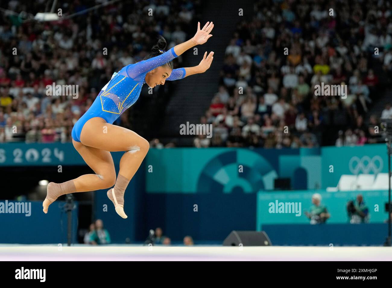 Luisa Blanco, of Colombia, competes on the floor exercise during a ...