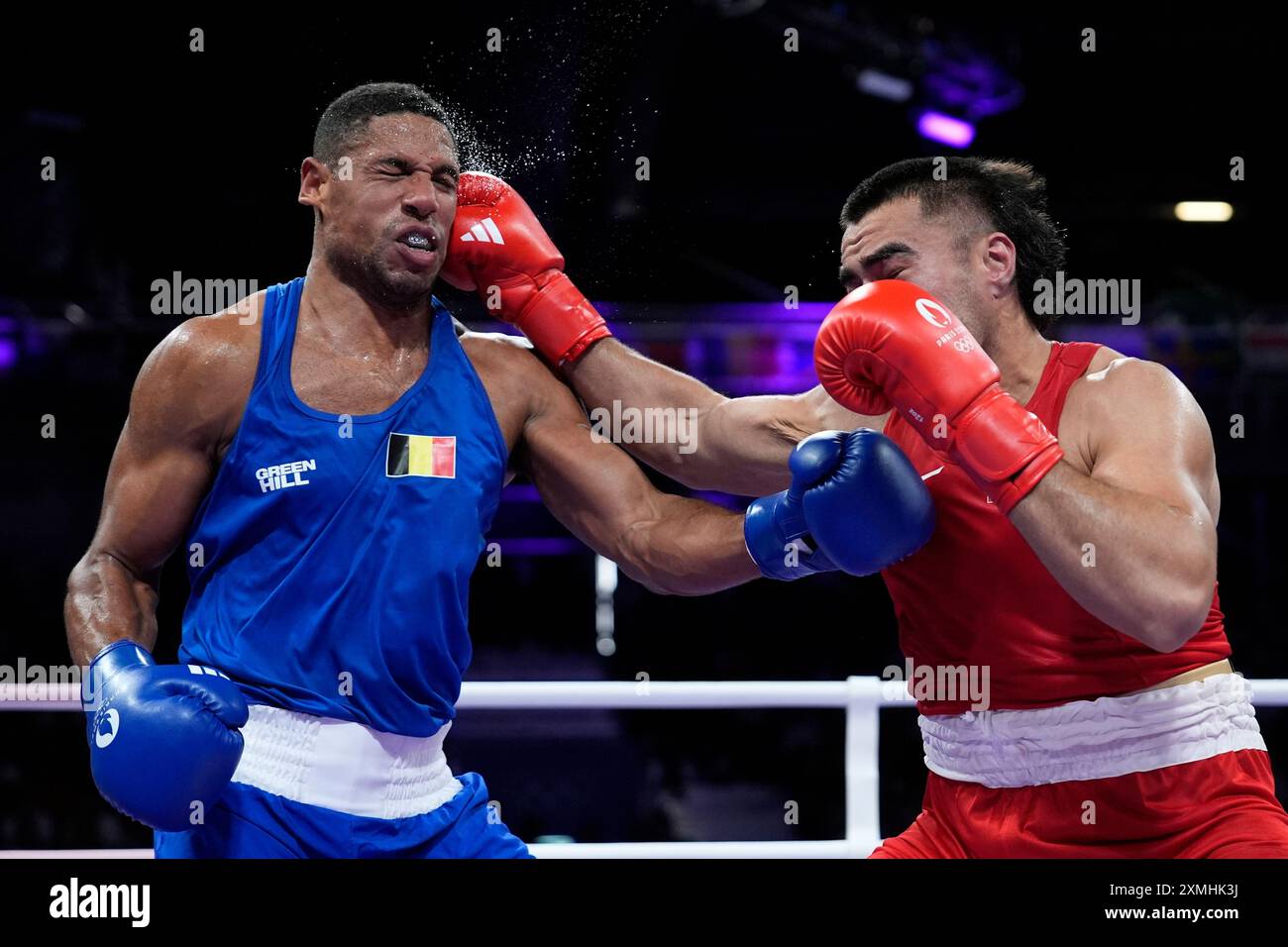 Samoa's Ato Plodzicki-Faoagali, right, fights Belgium's Victor ...