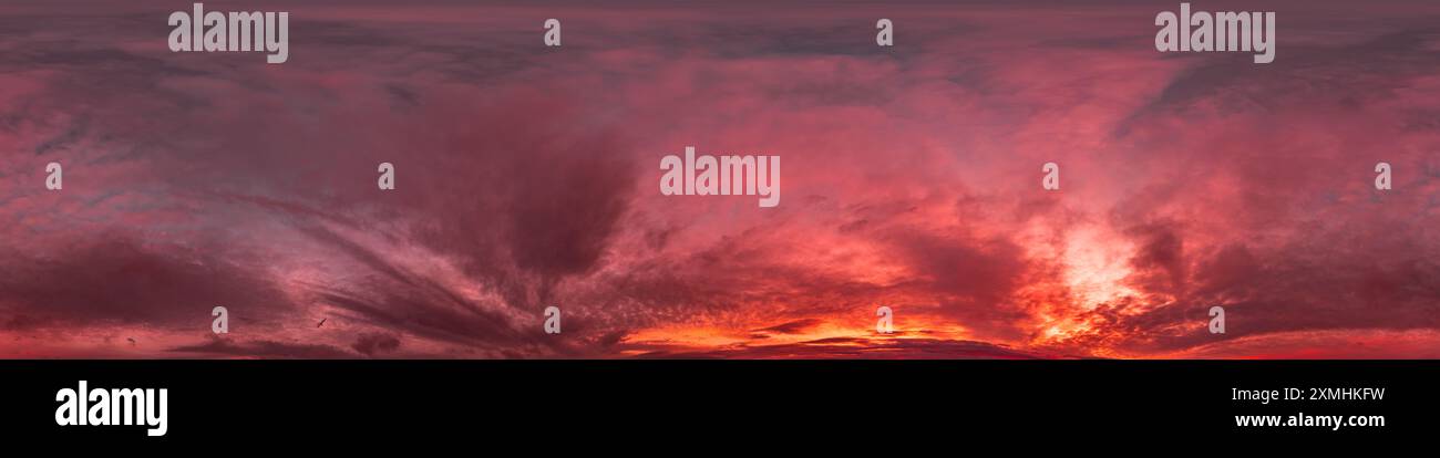 sunset sky panorama with red burning clouds. Seamless hdr 360 pano in ...
