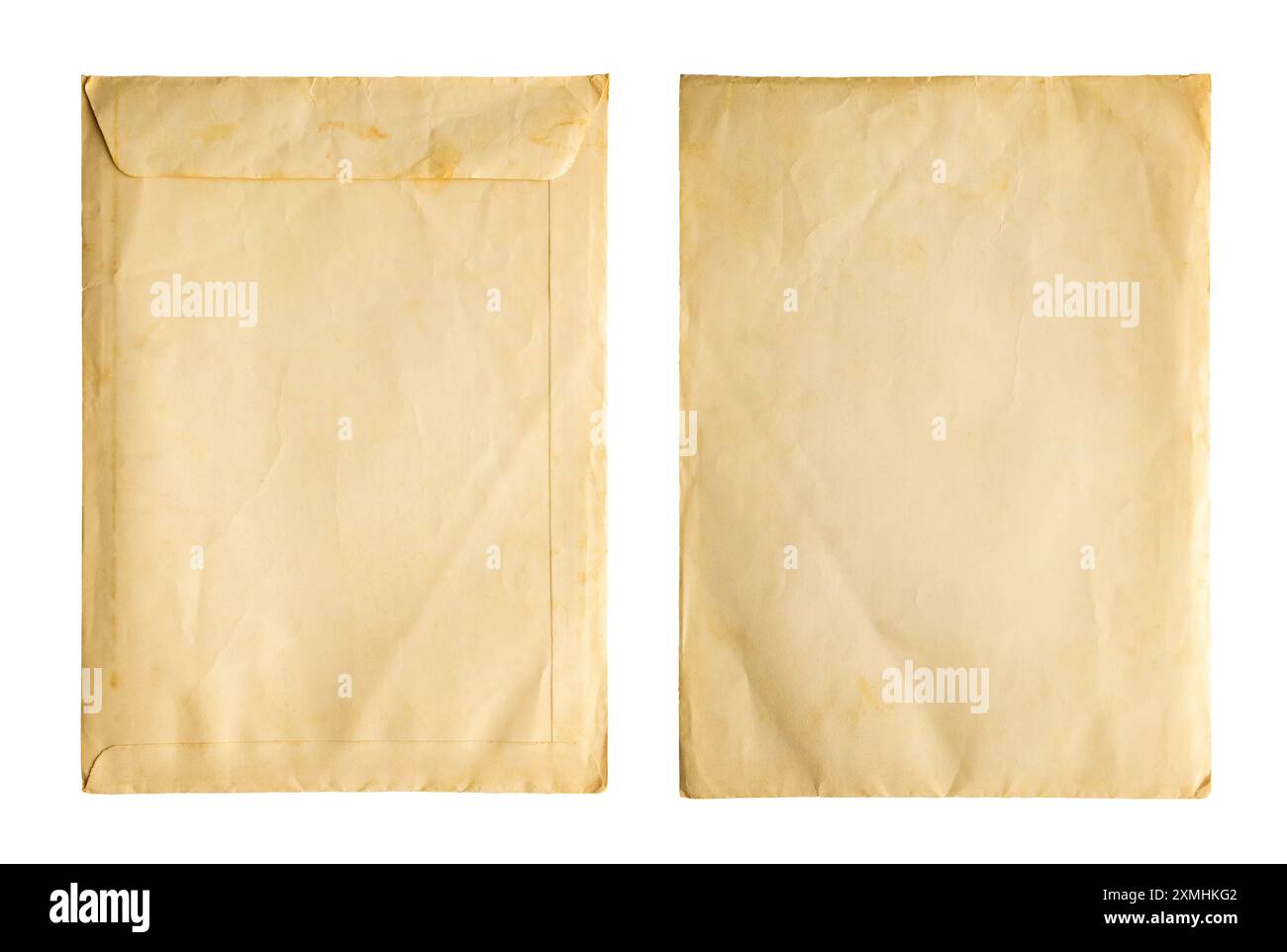 Old vintage paper sheet envelope texture isolated on white background ...