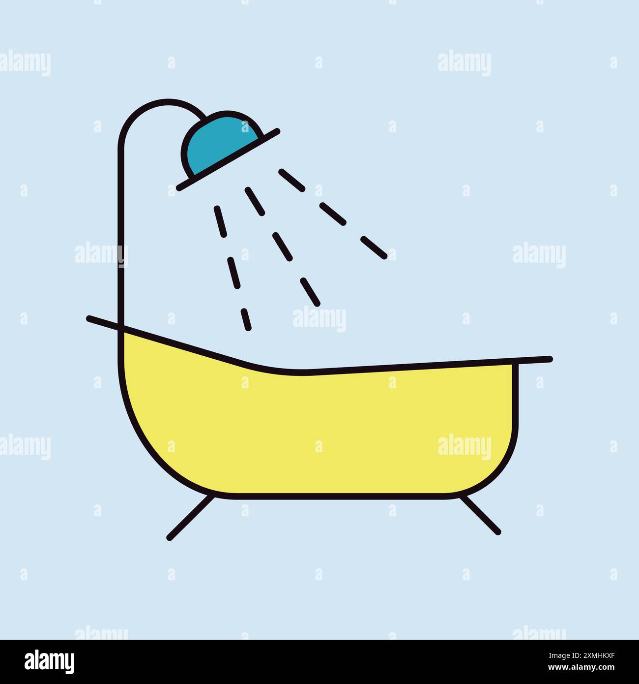 Bathroom vector isolated icon. Bath with shower sign. Graph symbol for ...