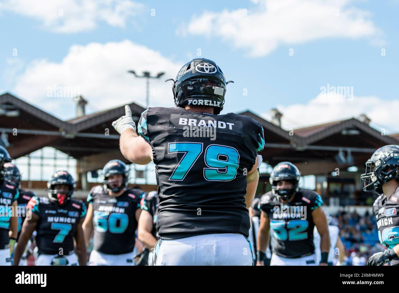 Touchdown-Celebration von Gerrit Brandt (Munich Ravens #79) GER, Munich ...