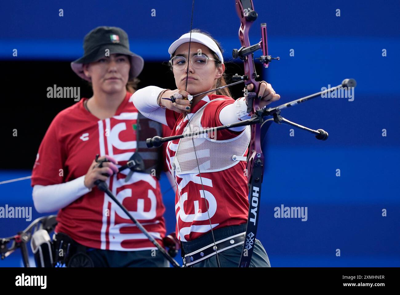 Mexico's Ana Vazquez shoots during the Archery women's team bronze ...