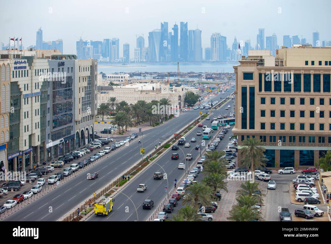 Aerial View of Bank Streets. Financial Street of Qatar Stock Photo - Alamy