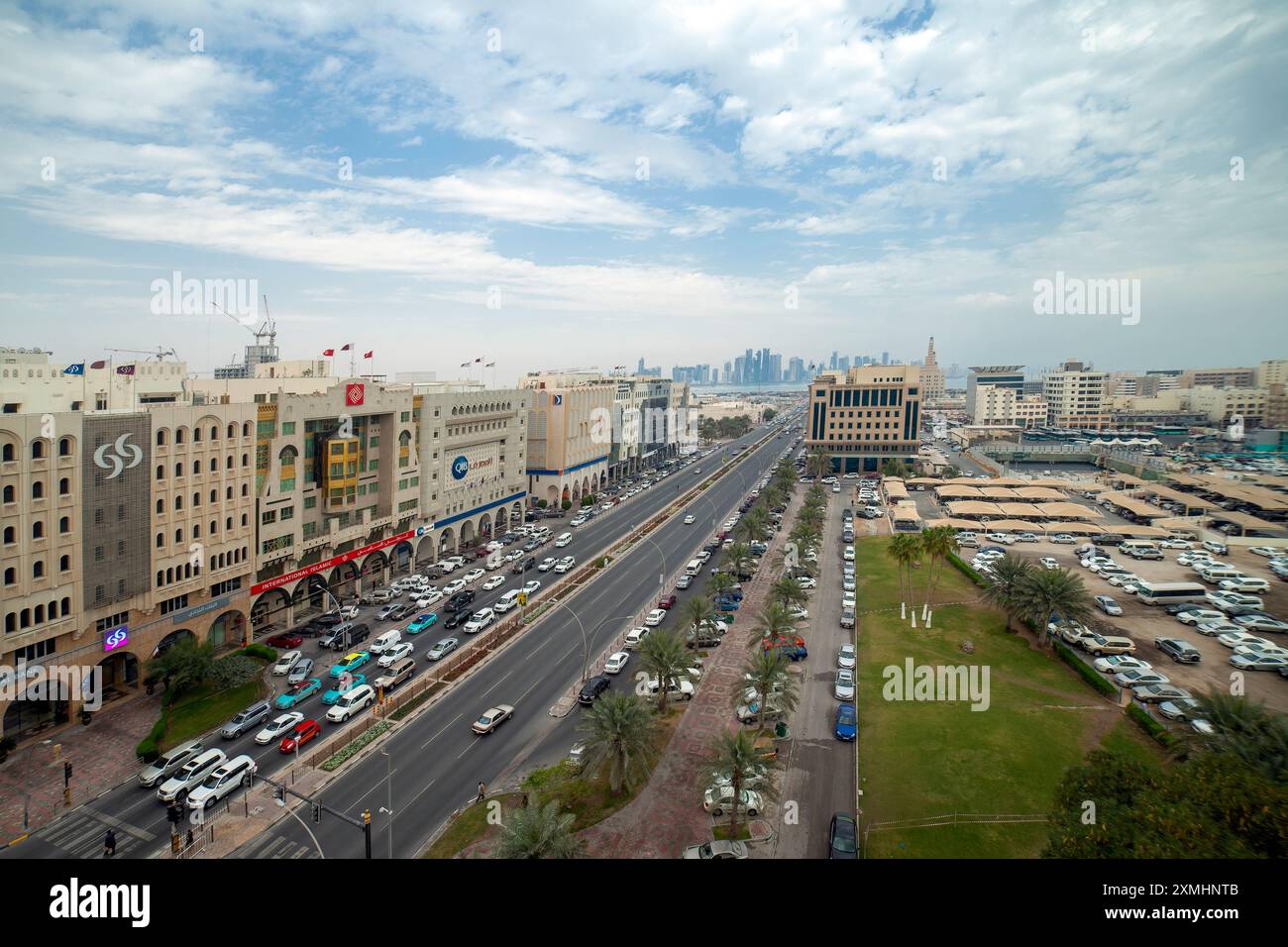 Aerial View of Bank Streets. Financial Street of Qatar Stock Photo - Alamy
