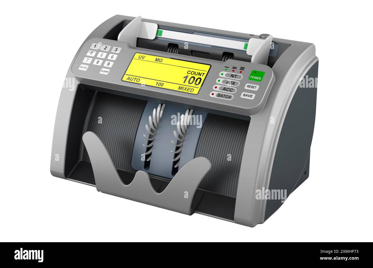Currency counter, money counting machine, or banknote counter. 3D ...