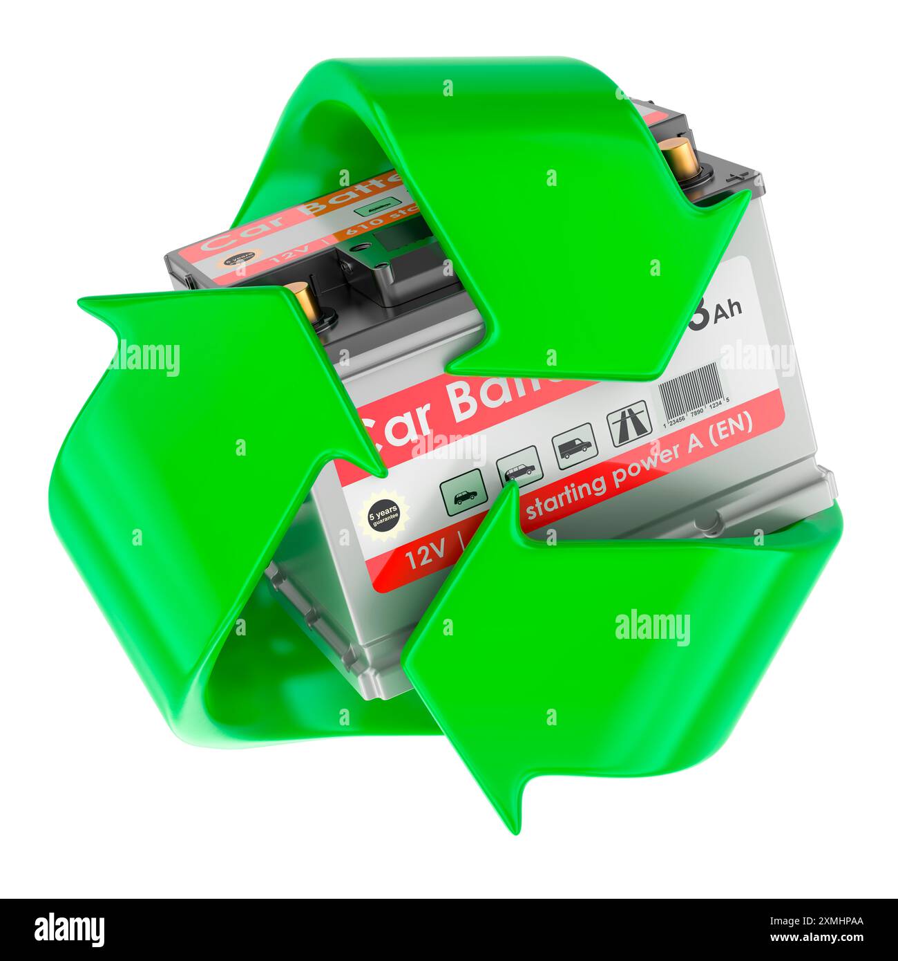 Recycling of car batteries, concept. Car battery with recycle symbol ...