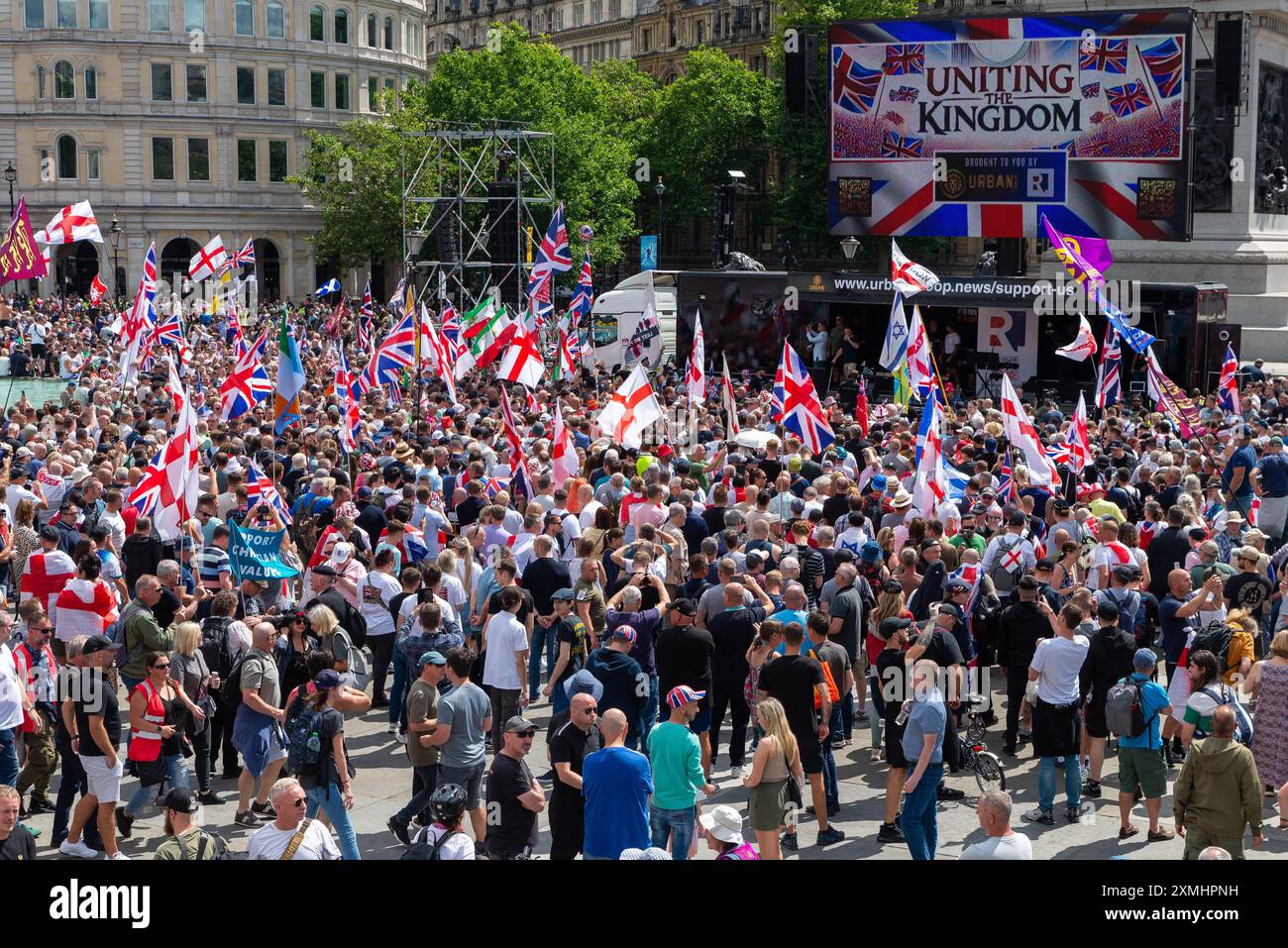 Tommy Robinson protest march named Uniting the Kingdom arriving into ...