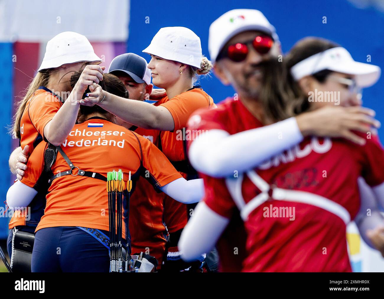 PARIS - The archers Gaby Schloesser, Laura van der Winkel and Quinty ...