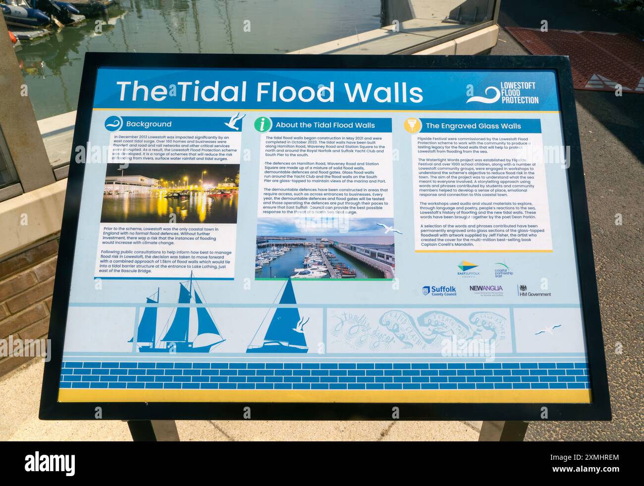 Information panel The Tidal Flood Walls flooding defences, Lowestoft ...