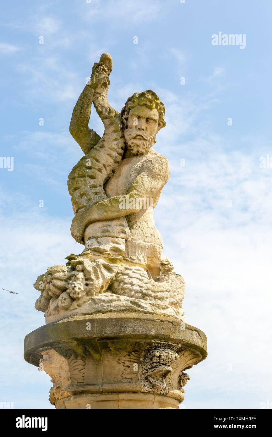 Triton stone sculpture at South Pier, The Esplanade, Lowestoft, Suffolk ...