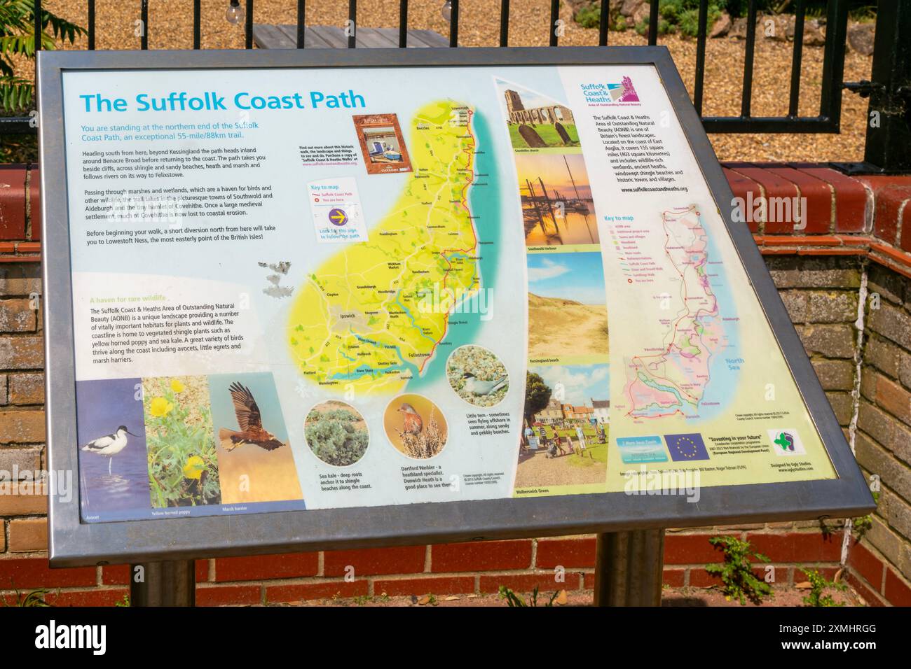 Information board with map of The Suffolk Coast path, Lowestoft ...