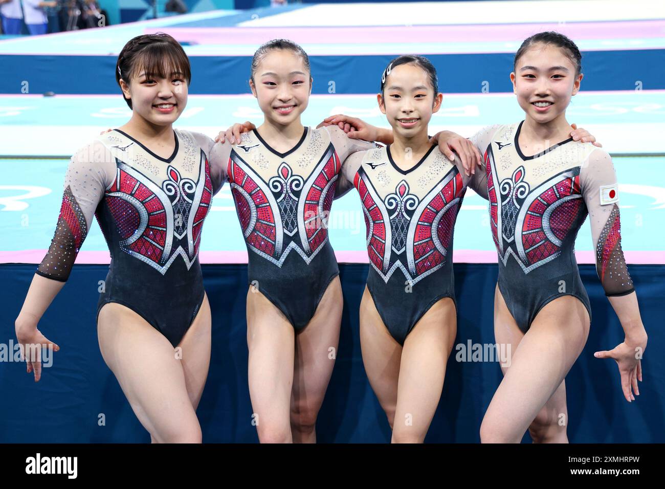 Paris, France. 28th July, 2024. (L-R) Kohane Ushioku, Mana Okamura, Haruka Nakamura, Rina Kishi ...
